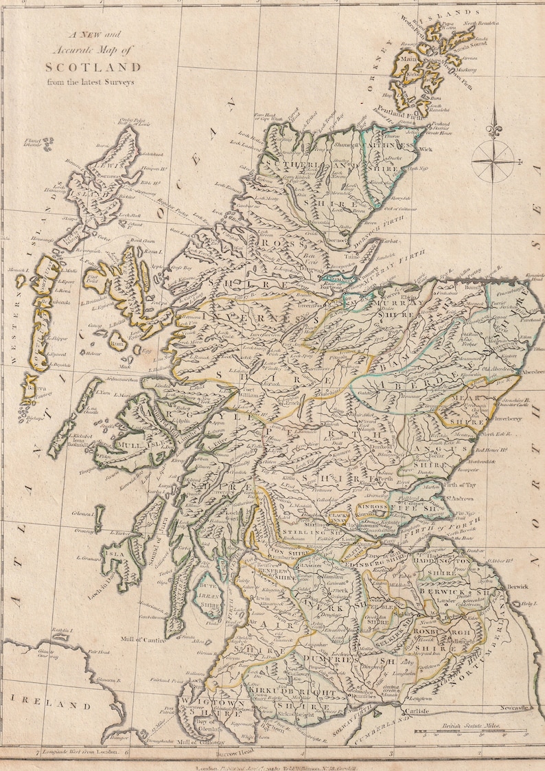18th Century Map of Scotland - Etsy