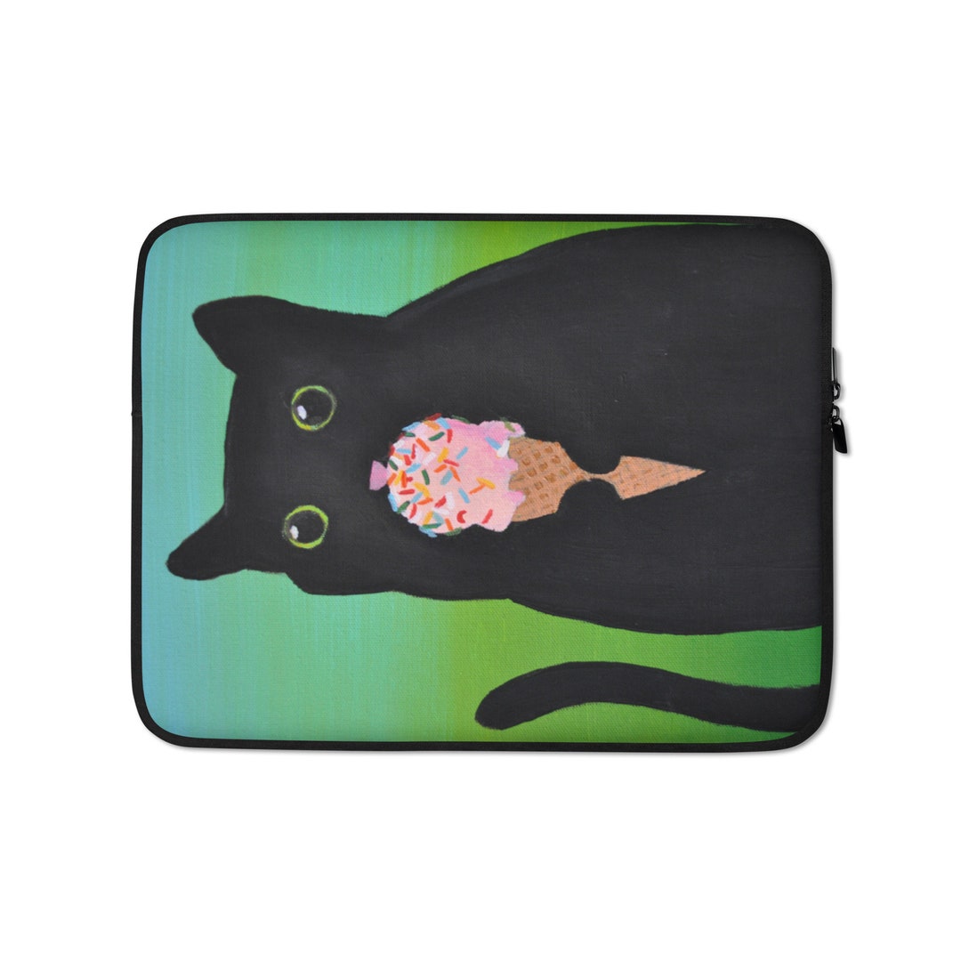 Cat Laptop Sleeve | Black Cat Laptop Bag | Cute Cat Laptop Protector - Etsy
