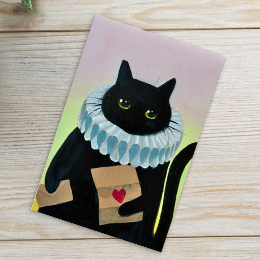 Black Cat Portrait Postcard: Love Letter Stationery - Etsy