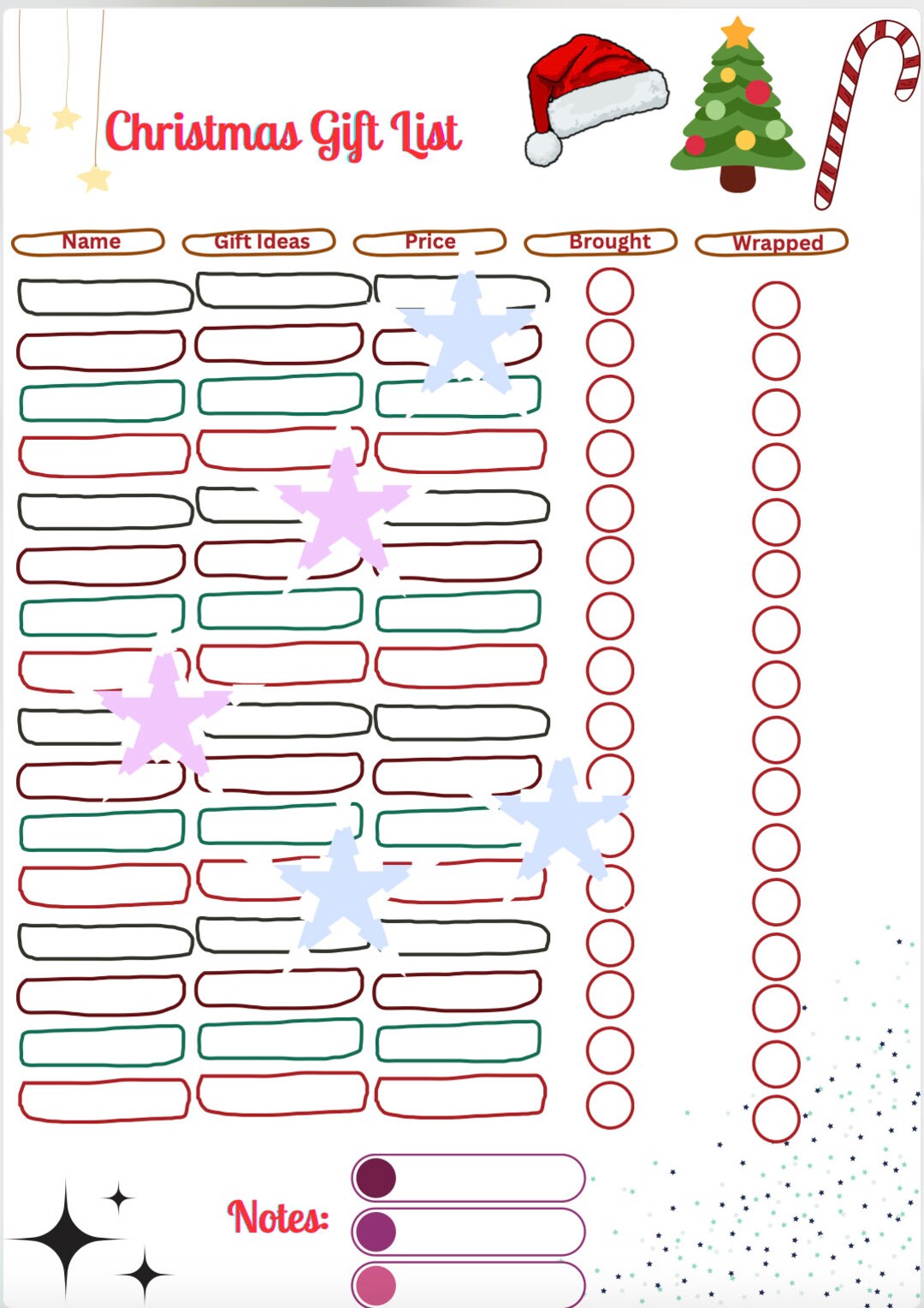 Christmas Shopping List- Checklist - for Easy Shopping (digital File ...