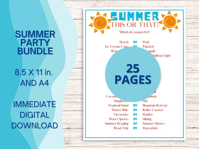 Summer Game BUNDLE / Summer Party Games / 10 Printable Summertime Games ...