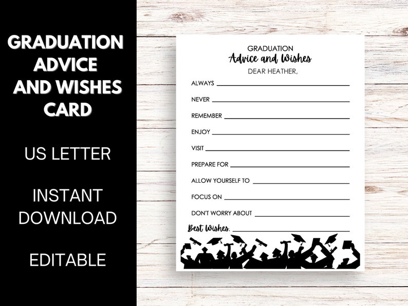 Graduation Advice and Wishes Card Template - Etsy