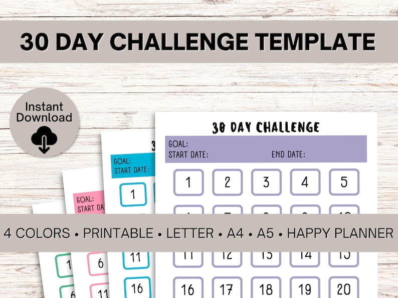 30 Day Challenge Template - Etsy