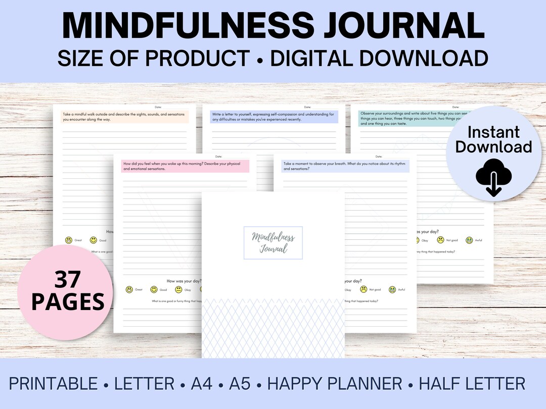 Mindfulness Journal - Printable - Reflection Journal - Happiness ...