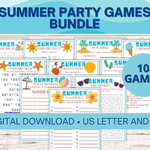 Summer Game BUNDLE / Summer Party Games / 10 Printable Summertime Games ...