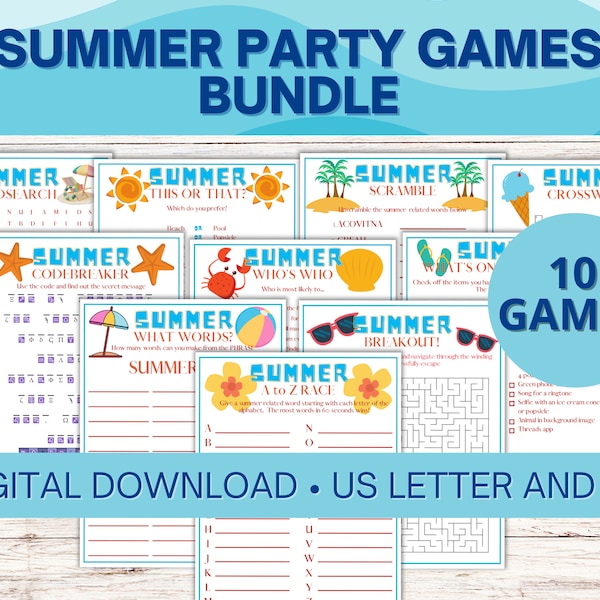 Summer Printable Games - Etsy