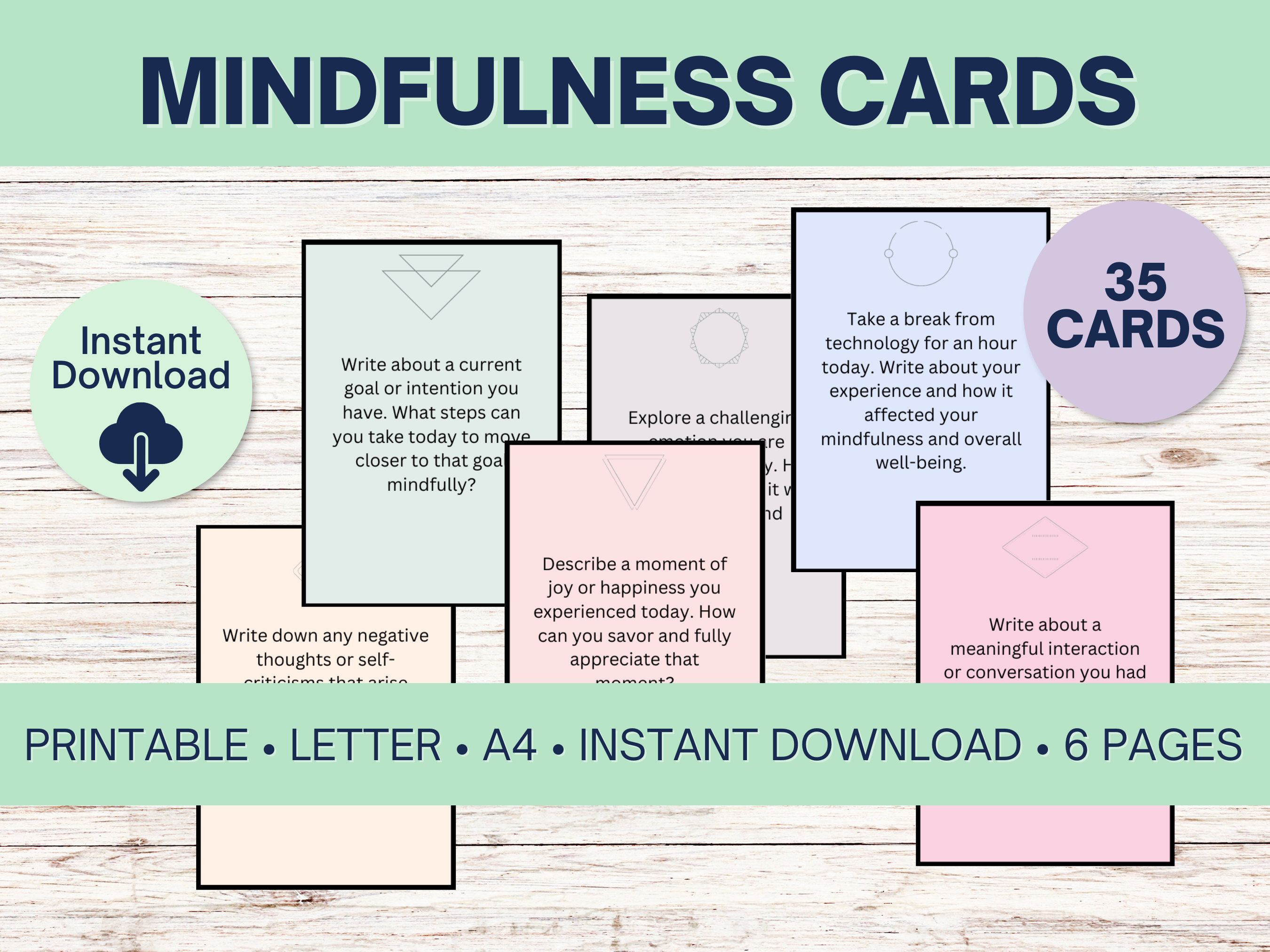 Mindfulness Cards - Mindfulness Prompts Deck - Etsy