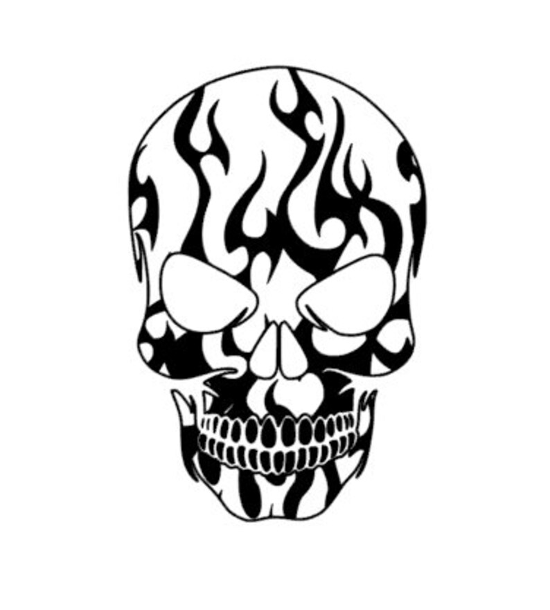 Flame Skull Vinyl Decal | Etsy