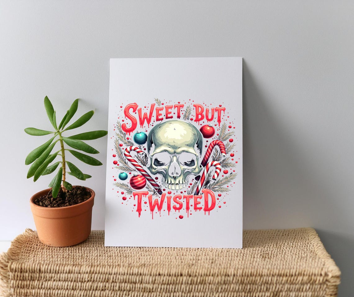 Sweet but Twisted Skull Christmas PNG: Holiday Design (digital Download ...