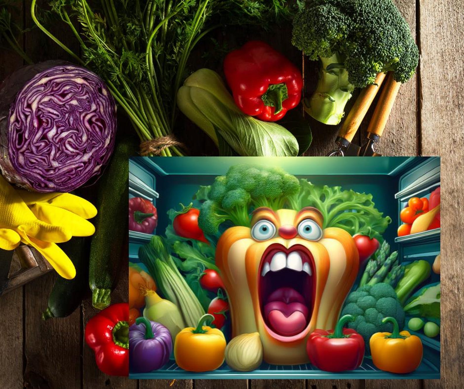 Screaming Vegetable Cutting Board PNG: Funny Kitchen Sublimation ...