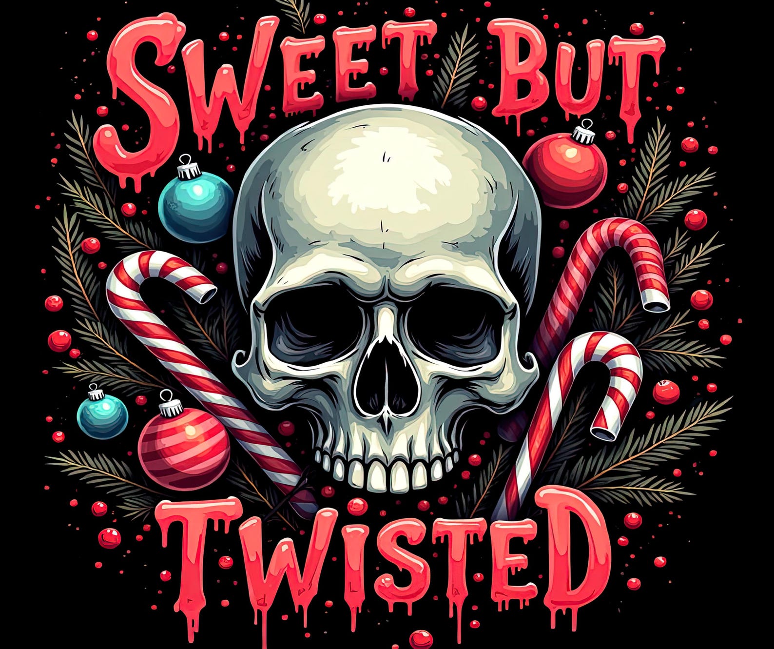 Sweet but Twisted Skull Christmas PNG: Holiday Design (digital Download ...