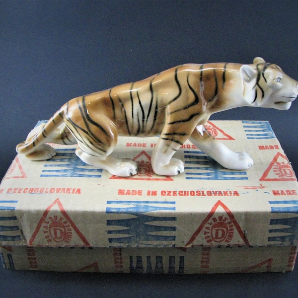 Porcelain Tiger Figurine - Etsy