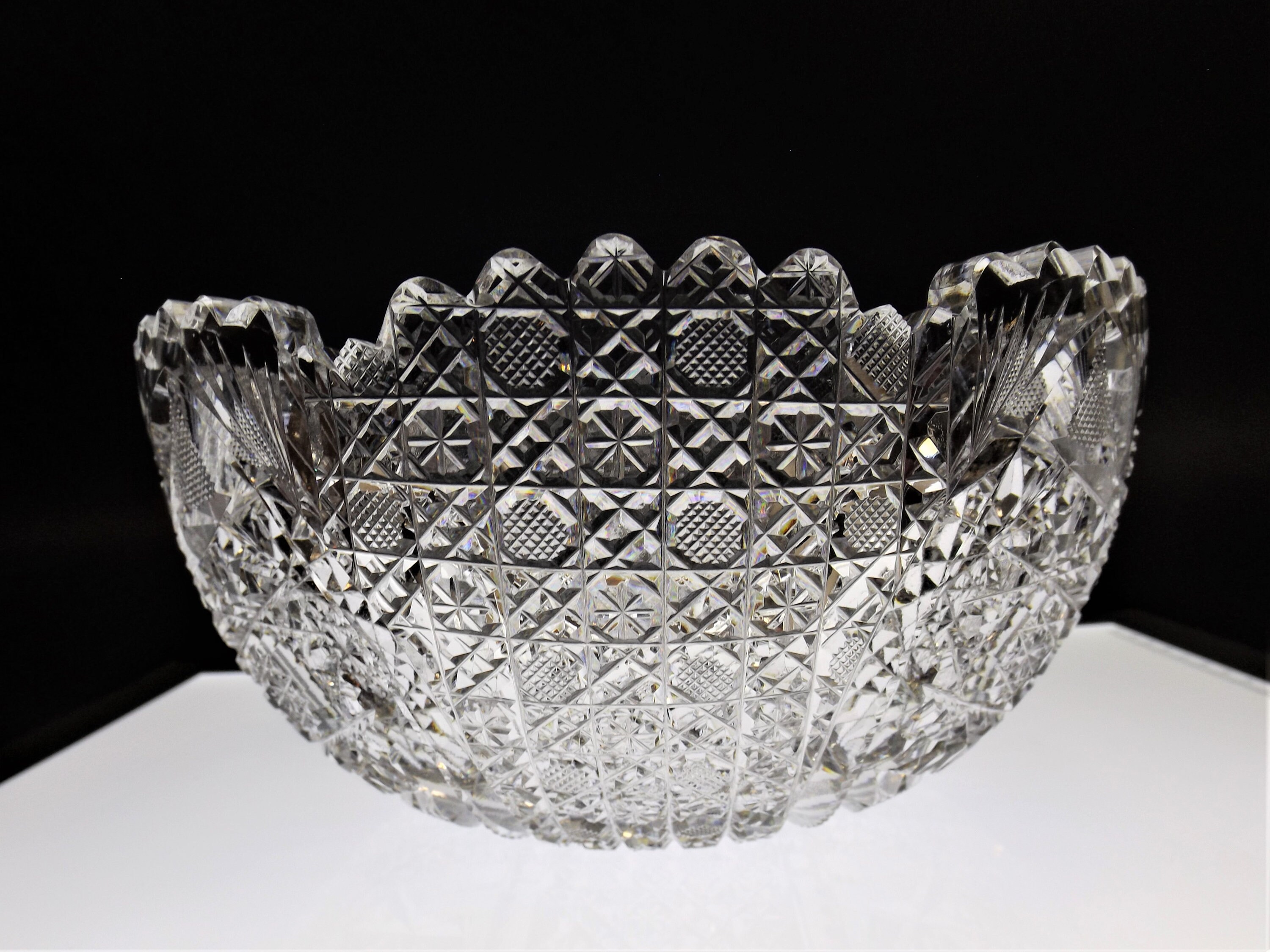 ABP Brilliant Cut Glass Bowl Harvard Cane Pattern and Hobstar - Etsy