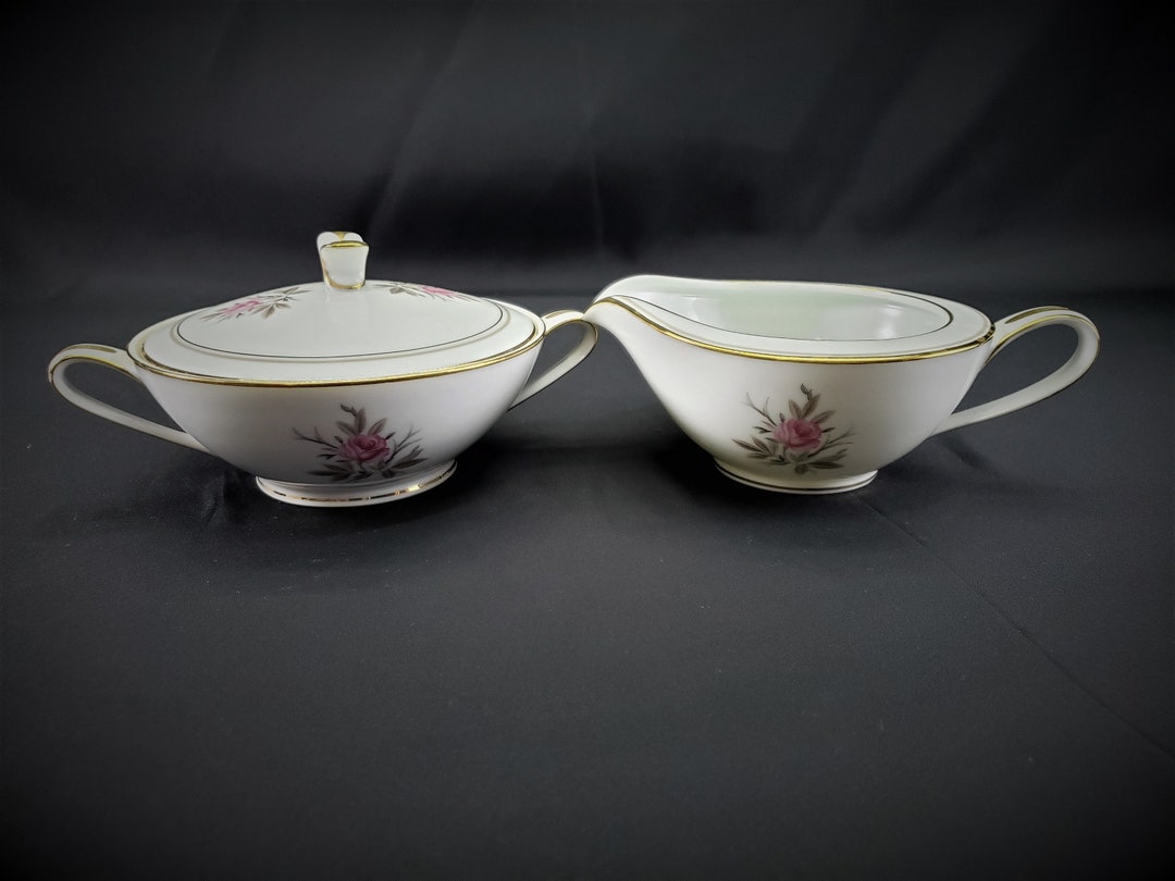 Noritake Japan Fine China Daryl #5510 Pattern Rose Creamer and Sugar ...