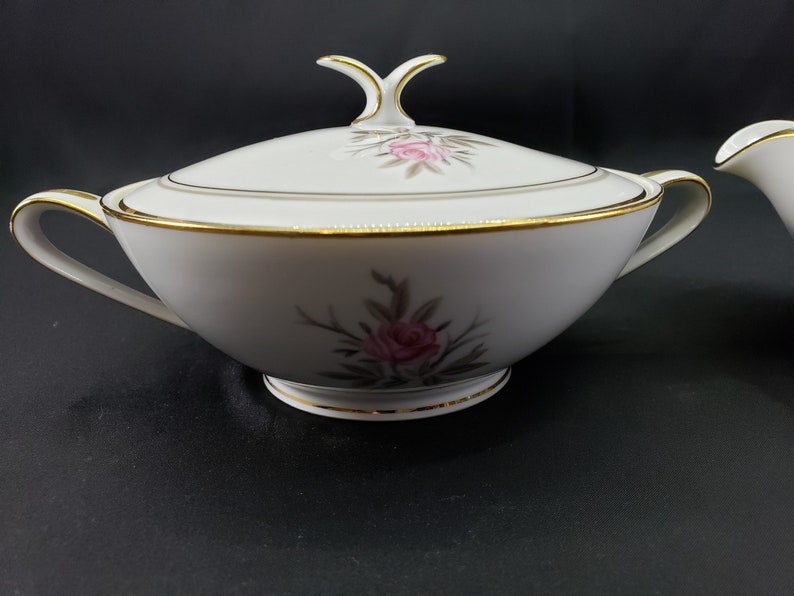Noritake Japan Fine China Daryl #5510 Pattern Rose Creamer and Sugar ...