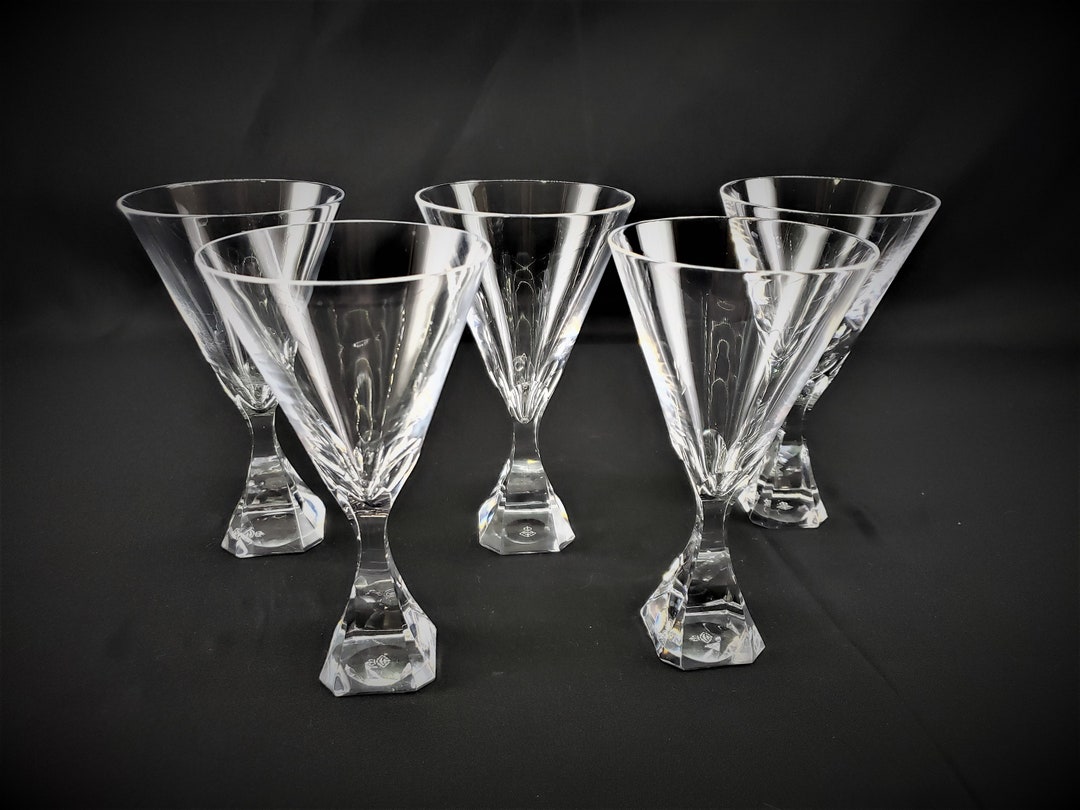Josair Electra Linda Pattern Crystal Wine Goblets Set of 5 Signed - Etsy