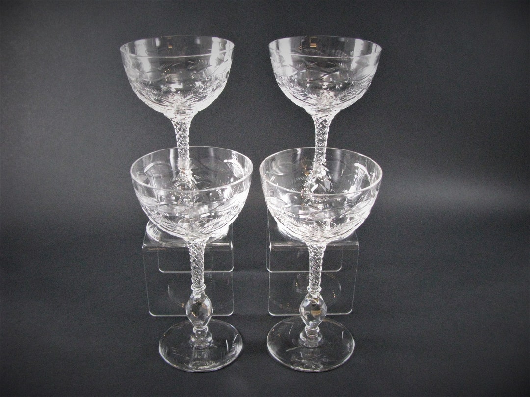 Rock Sharpe Marlowe Cut Glass Champagne Glasses Set of 4 Ca. 1940's - Etsy