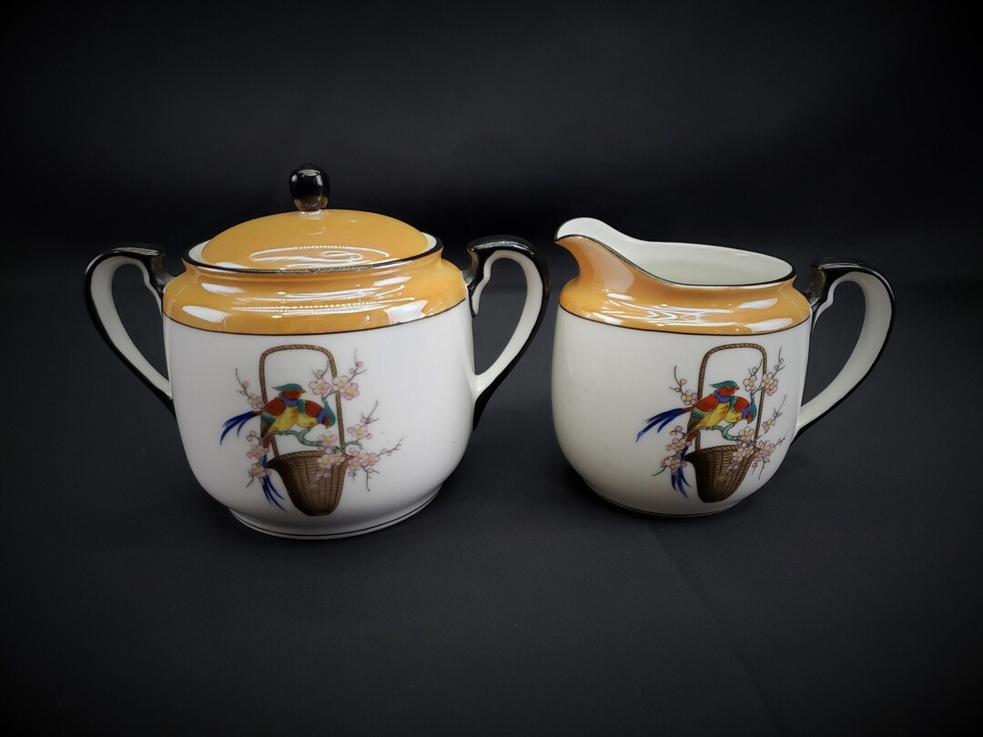 Noritake Morimura N1143 Orange Lusterware Asian Pheasant Creamer and ...