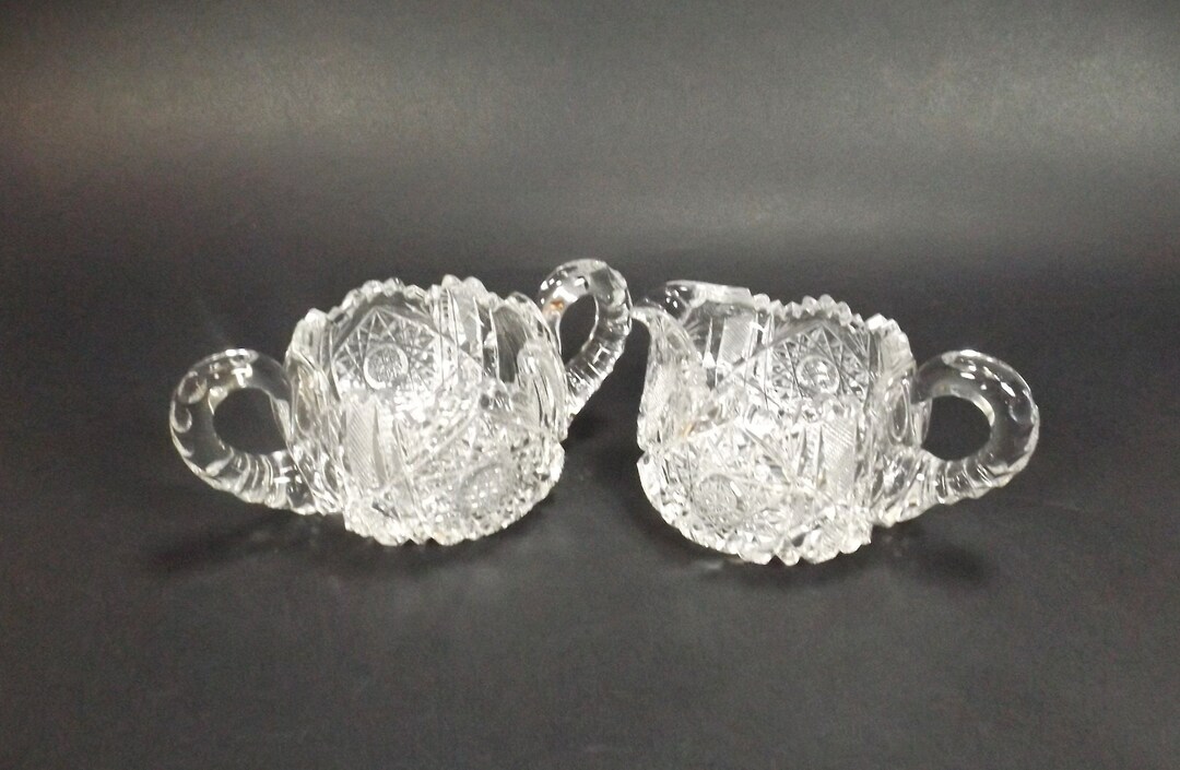 J Hoare Acme ABP Brilliant Cut Glass Creamer & Sugar Signed - Etsy