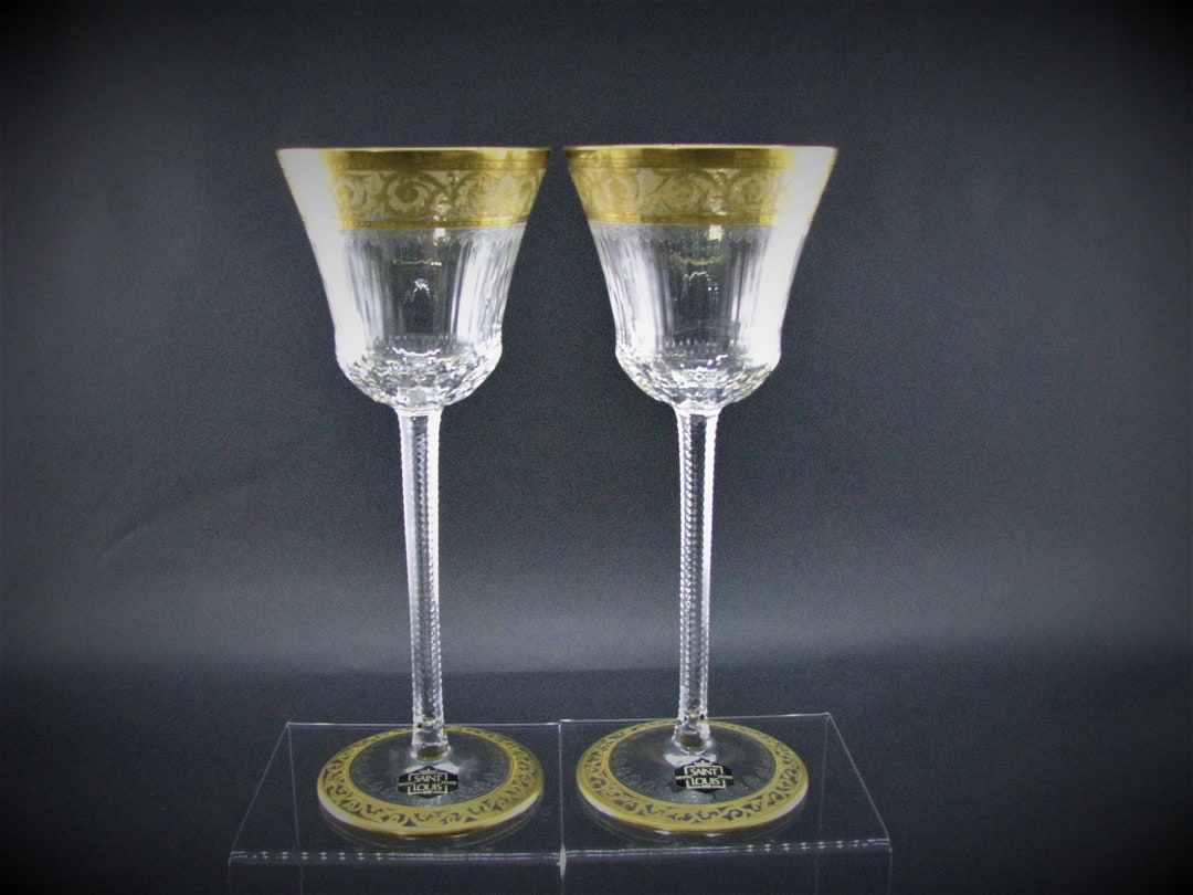 St Louis French Crystal Thistle Wine Hocks Gold Encrusted Set of 2 - Etsy