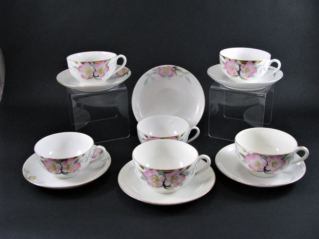 Noritake Azalea Porcelain Cups & Saucers Set of 6 - Etsy