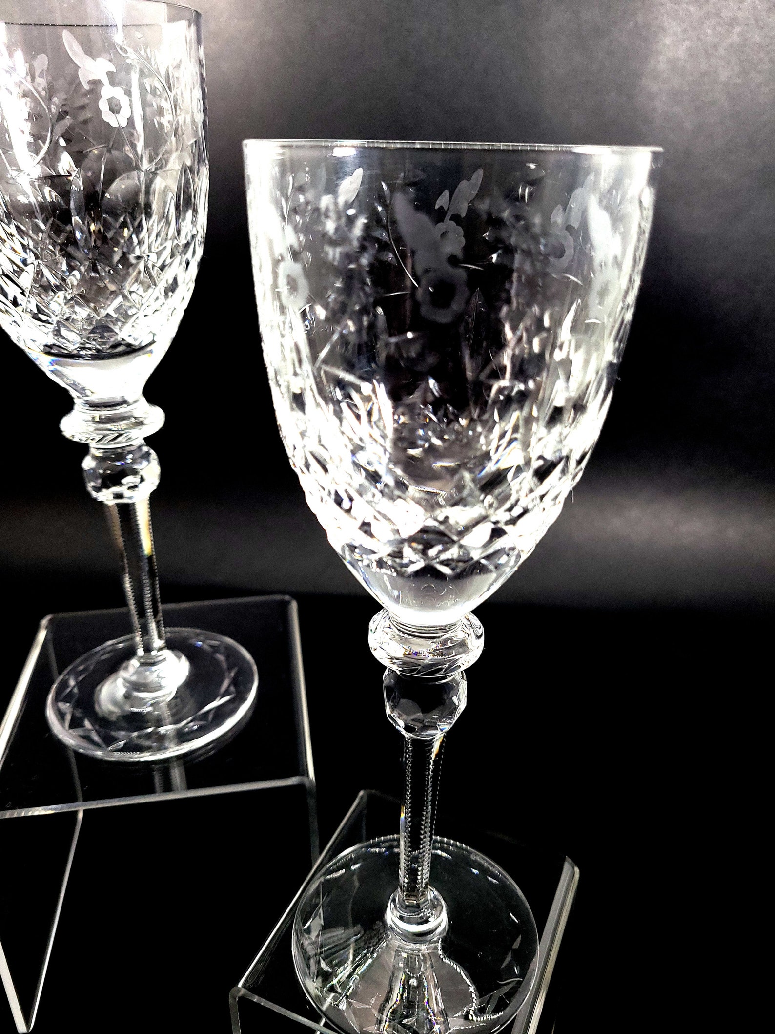 Rogaska Gallia Pattern Cut Crystal Wine Goblets Set of 2 - Etsy