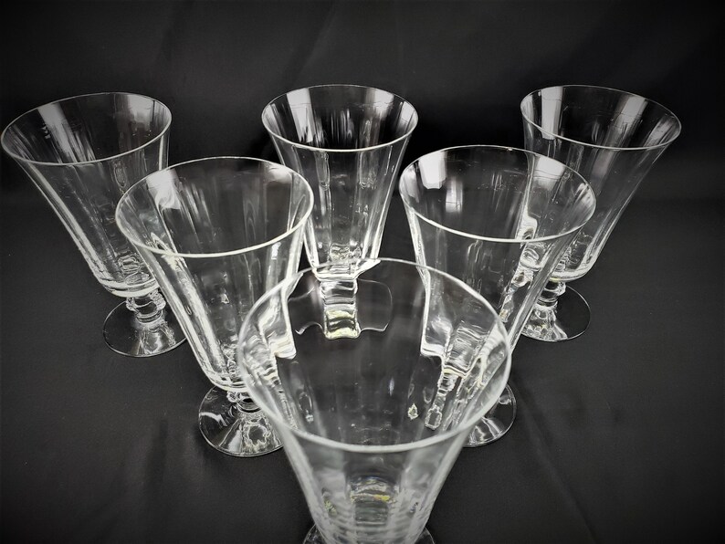 Fostoria Glass Silver Flutes Optic Pattern Iced Tea Footed Tumbler Stem ...
