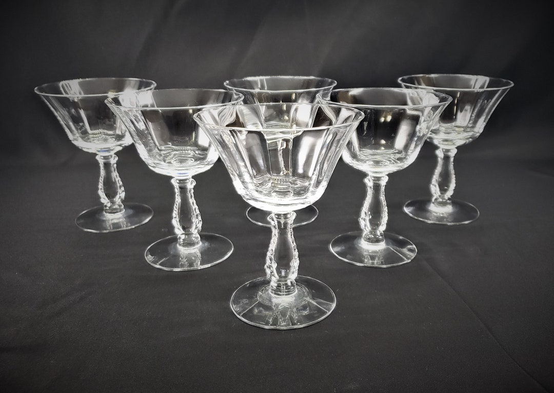 Fostoria Glass Silver Flutes Optic Pattern Low Sherbet Footed Goblets ...