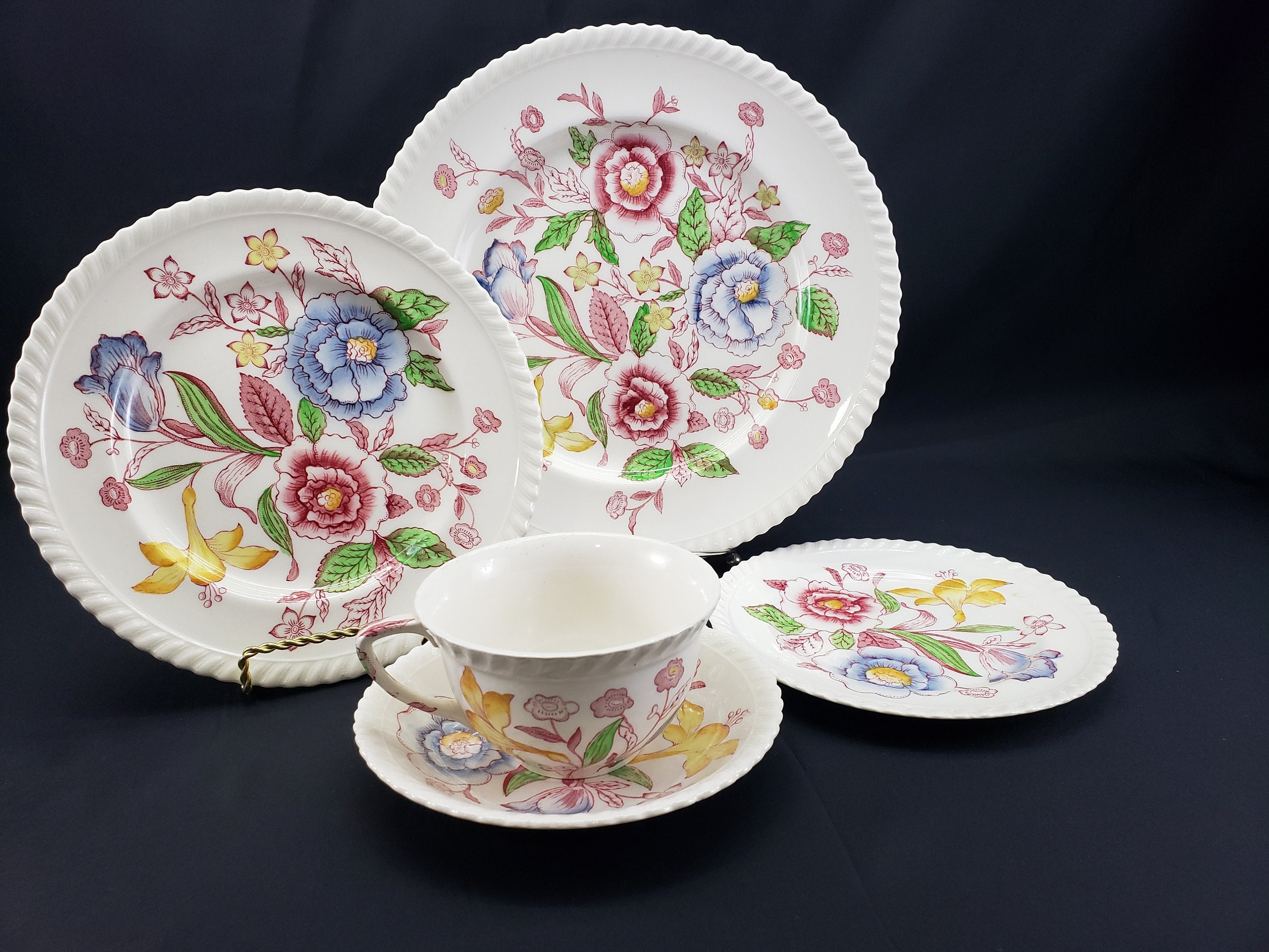 Johnson Brothers England Floral English Bouquet 5pc Place Setting - Etsy