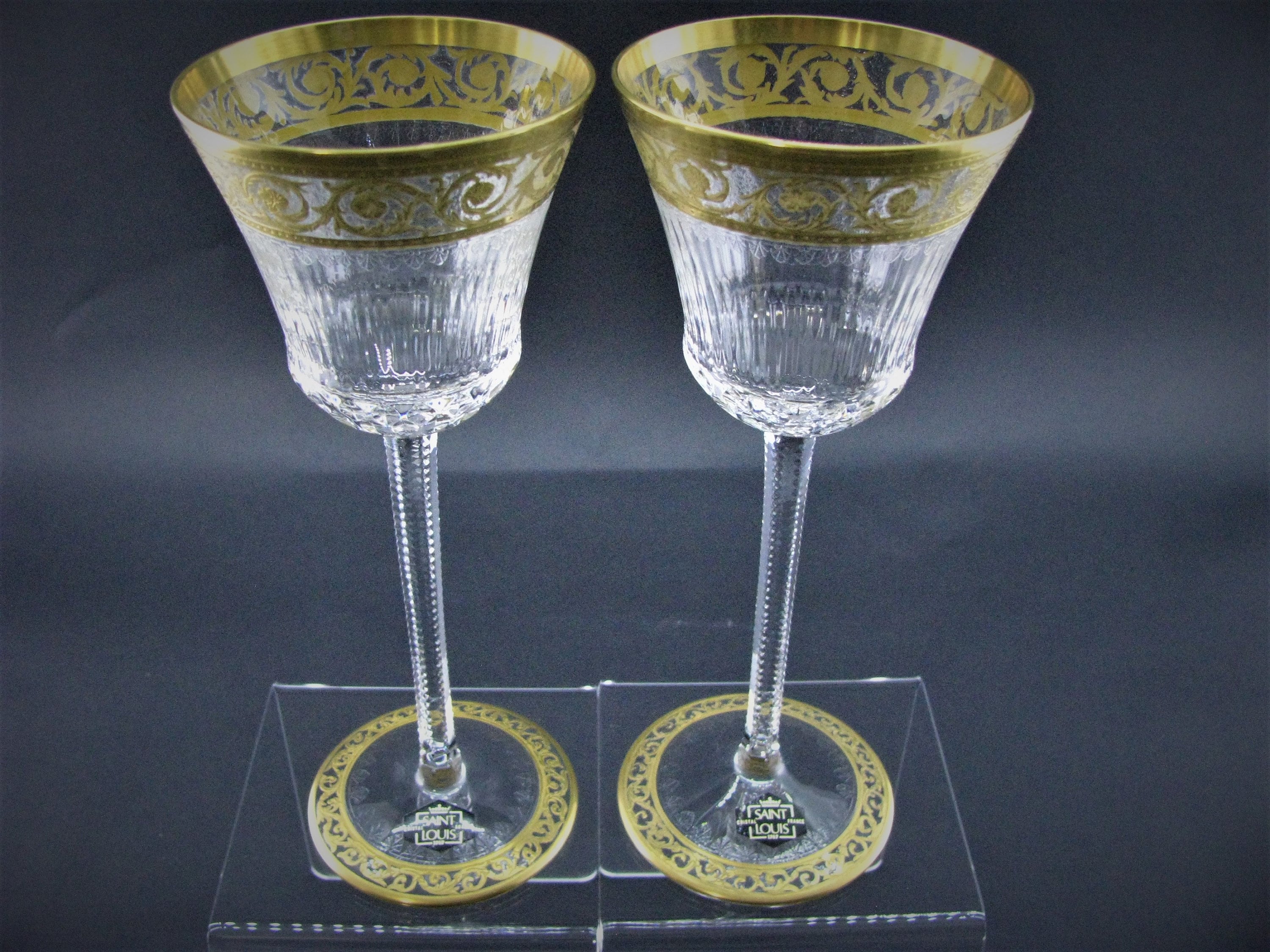 St Louis French Crystal Thistle Wine Hocks Gold Encrusted Set - Etsy