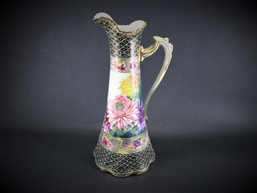 Morimura Gumi Nippon Porcelain Ewer Pitcher Rose Medallion ...