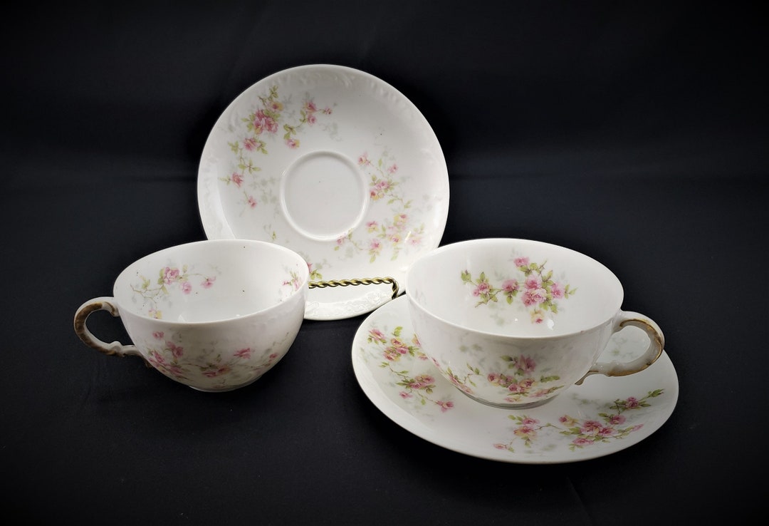 Theodore Haviland Limoges Schleiger 150 Rose Design Cups and Saucers ...