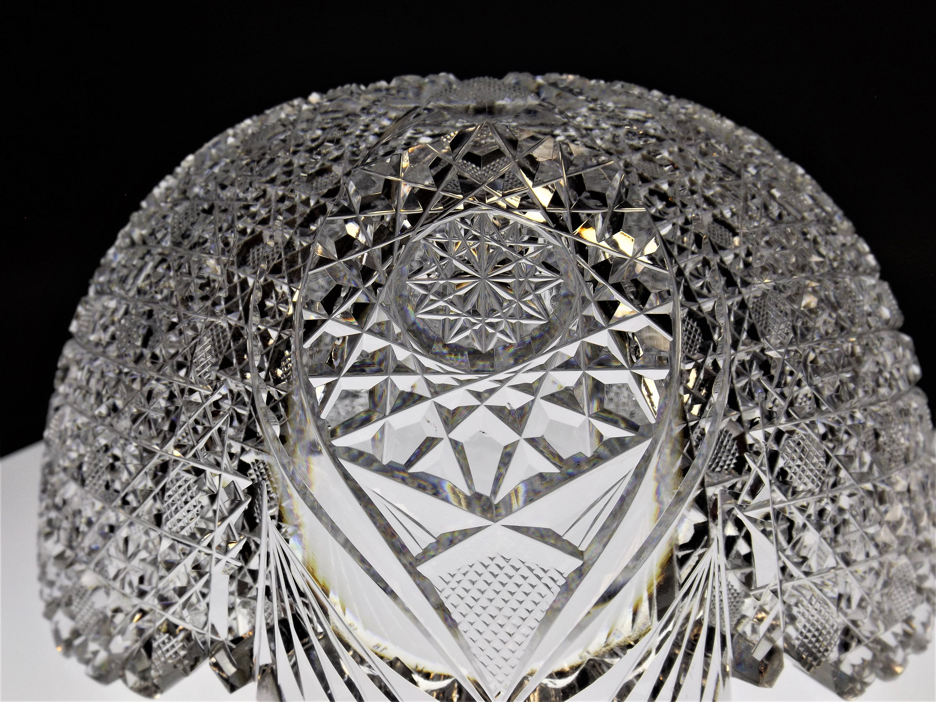 ABP Brilliant Cut Glass Bowl Harvard Cane Pattern and Hobstar - Etsy