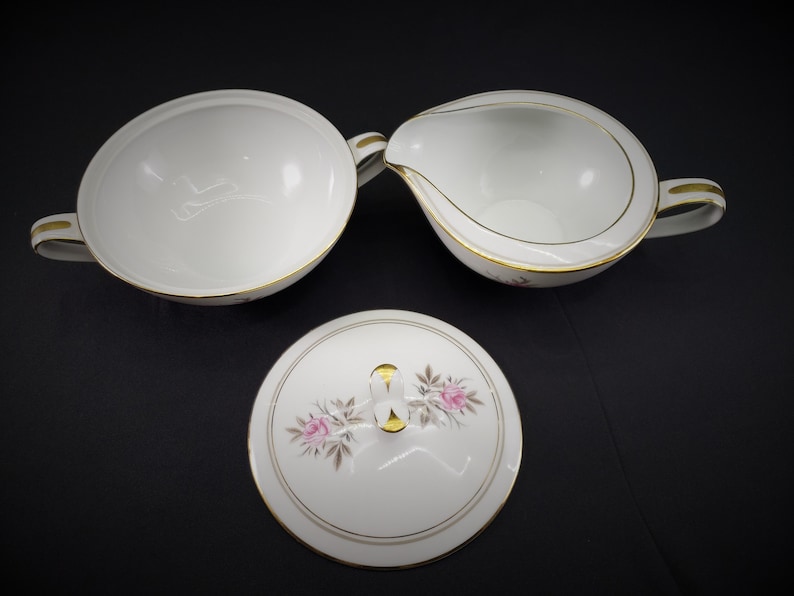 Noritake Japan Fine China Daryl #5510 Pattern Rose Creamer and Sugar ...