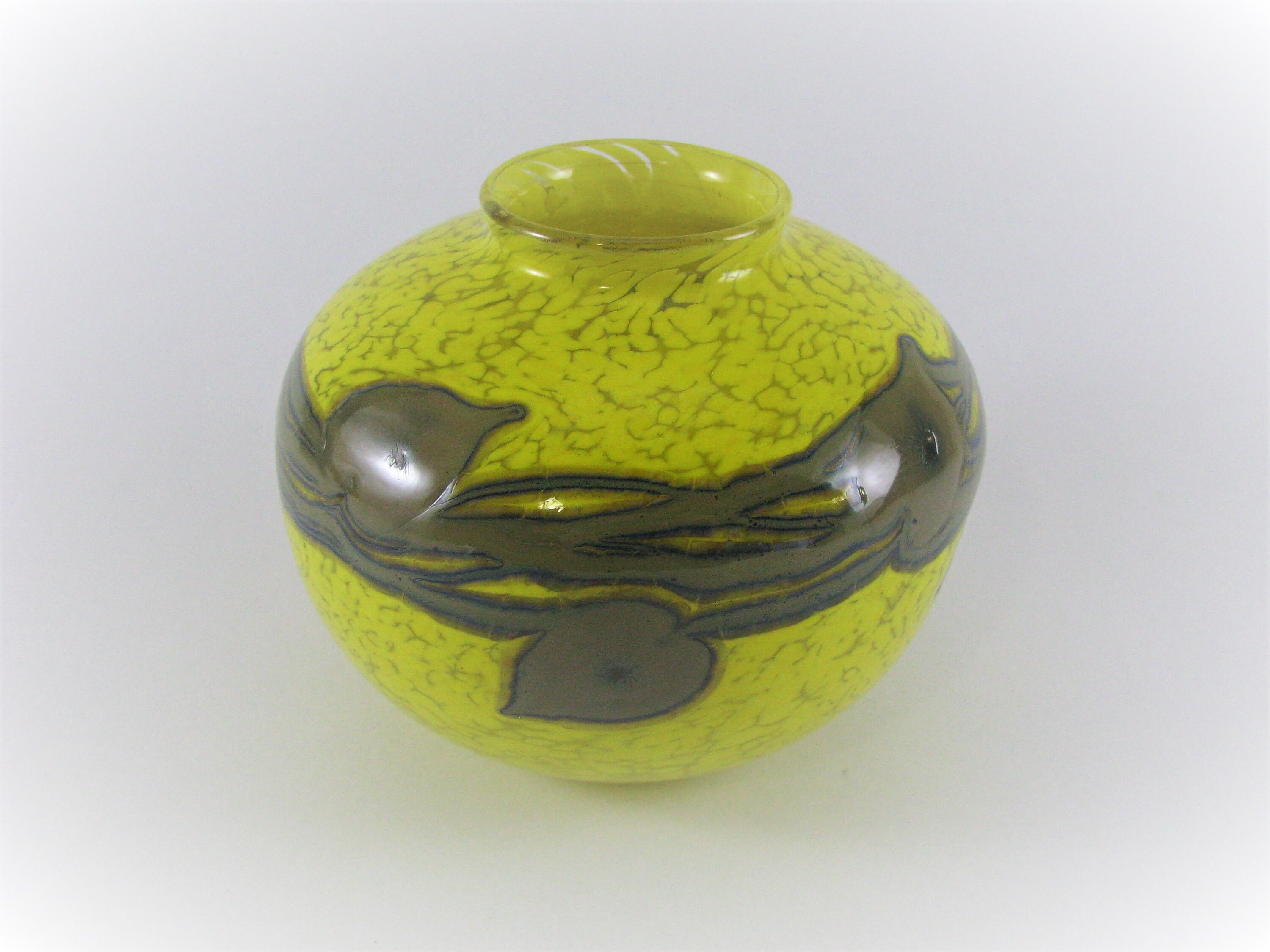 George Machart Yellow Art Glass Hanging Heart & Vine Vase Ca. 2001 ...