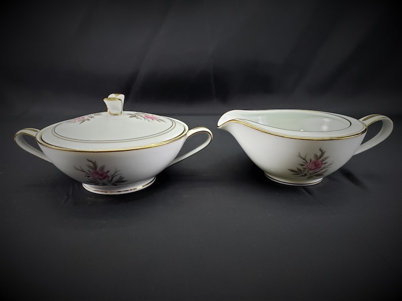 Noritake Japan Fine China Daryl #5510 Pattern Rose Creamer and Sugar ...