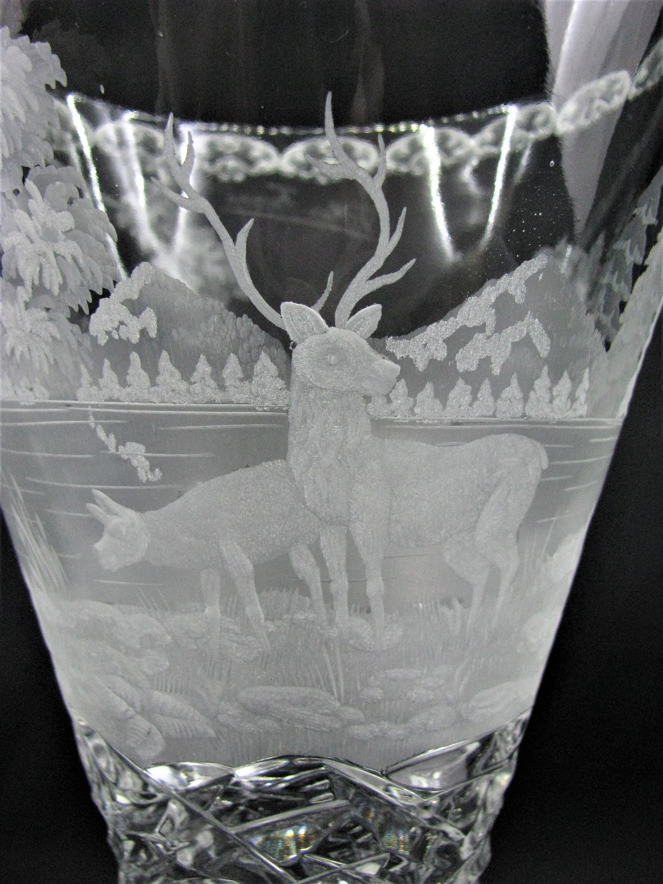 Pottier France Engraved Crystal Vase Woodland Scene Rare - Etsy