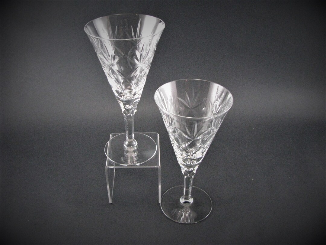Seneca Stratford Cut Glass Water Goblet Bubble Stem Set of 2 - Etsy