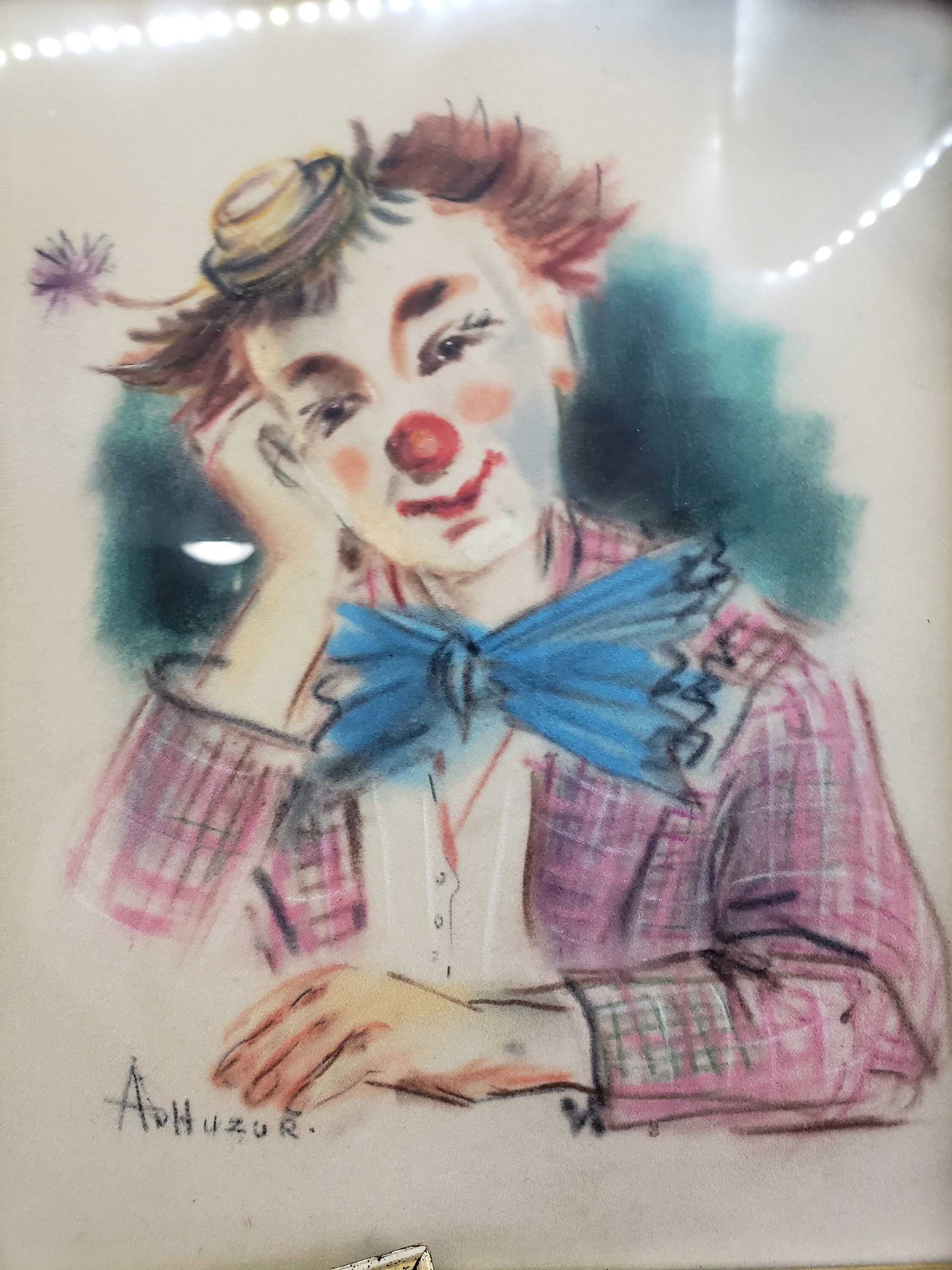 A. Huzur Signed Clown Chalk Drawings in Frames Ca. 1950's - Etsy