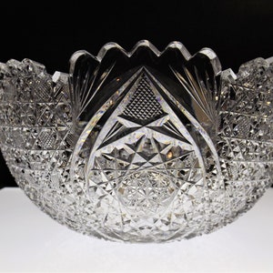ABP Brilliant Cut Glass Bowl Harvard Cane Pattern and Hobstar - Etsy
