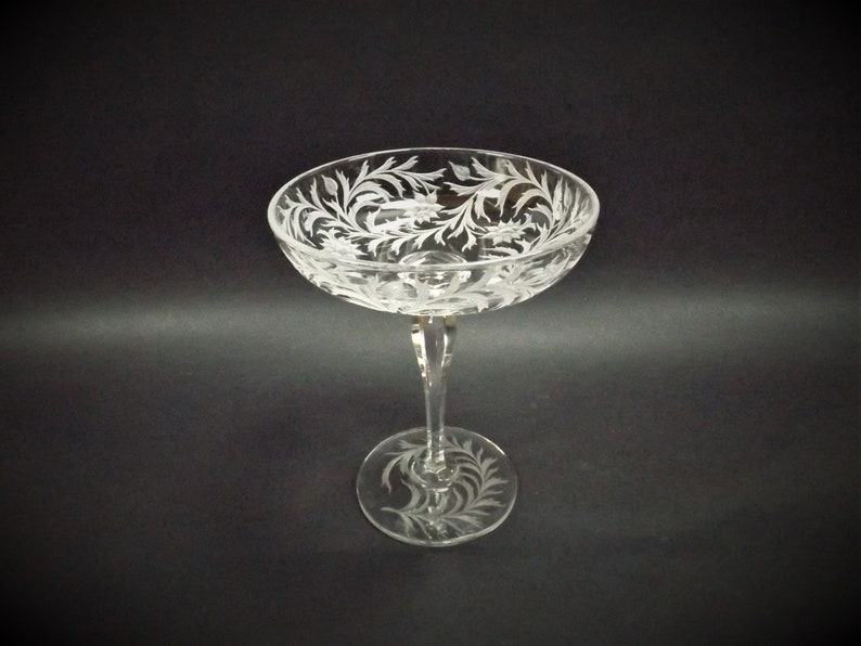 H P Sinclaire Engraved Cut Glass Compote Floral Design Signed - Etsy