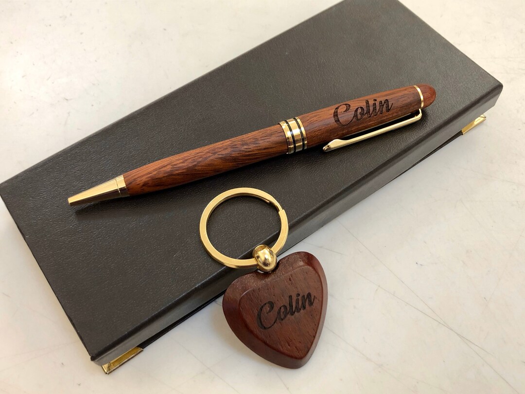 Rosewood Pen and Key Chain Personalized With Names or Dates Gift Set ...