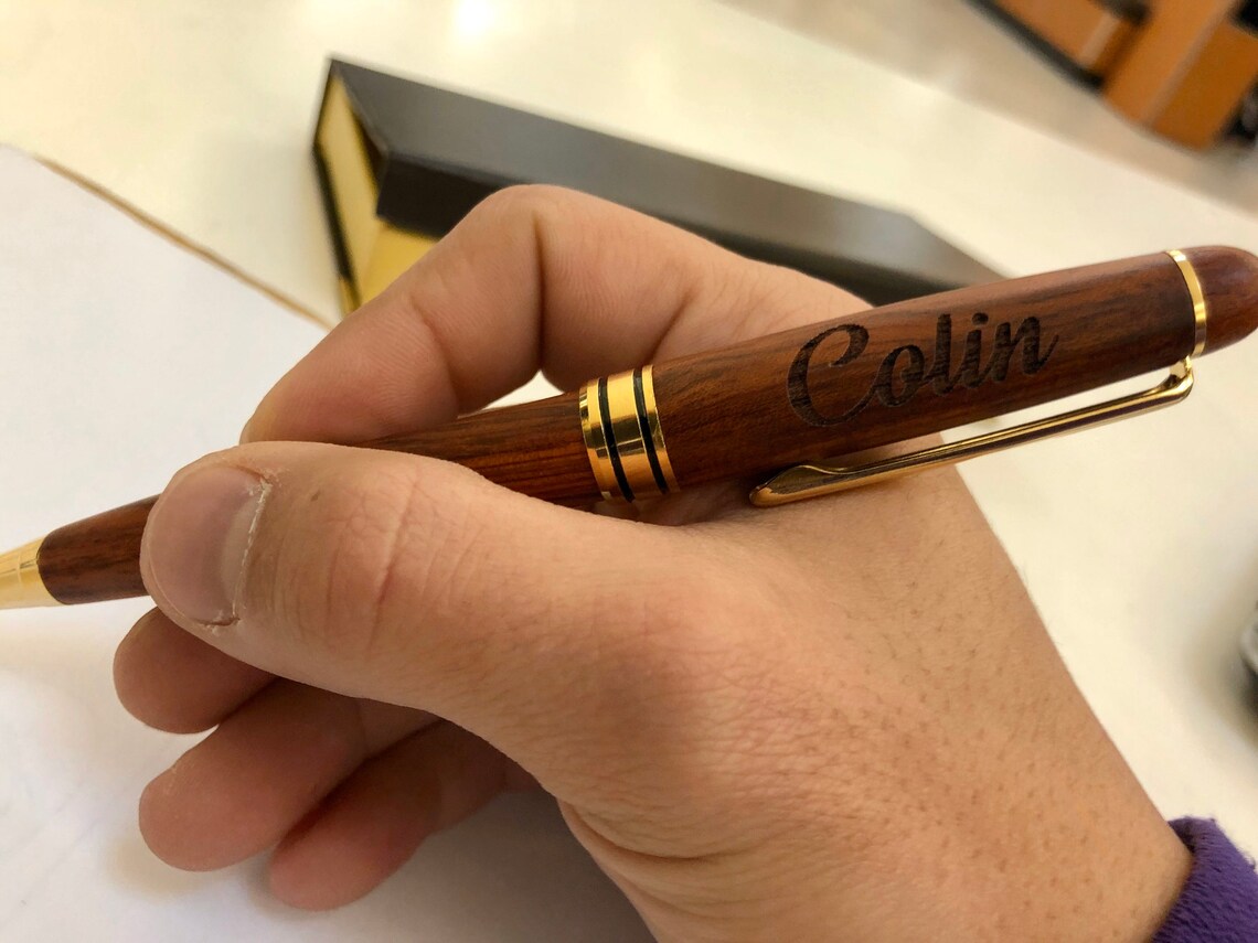 Rosewood Pen and Key Chain Personalized With Names or Dates | Etsy