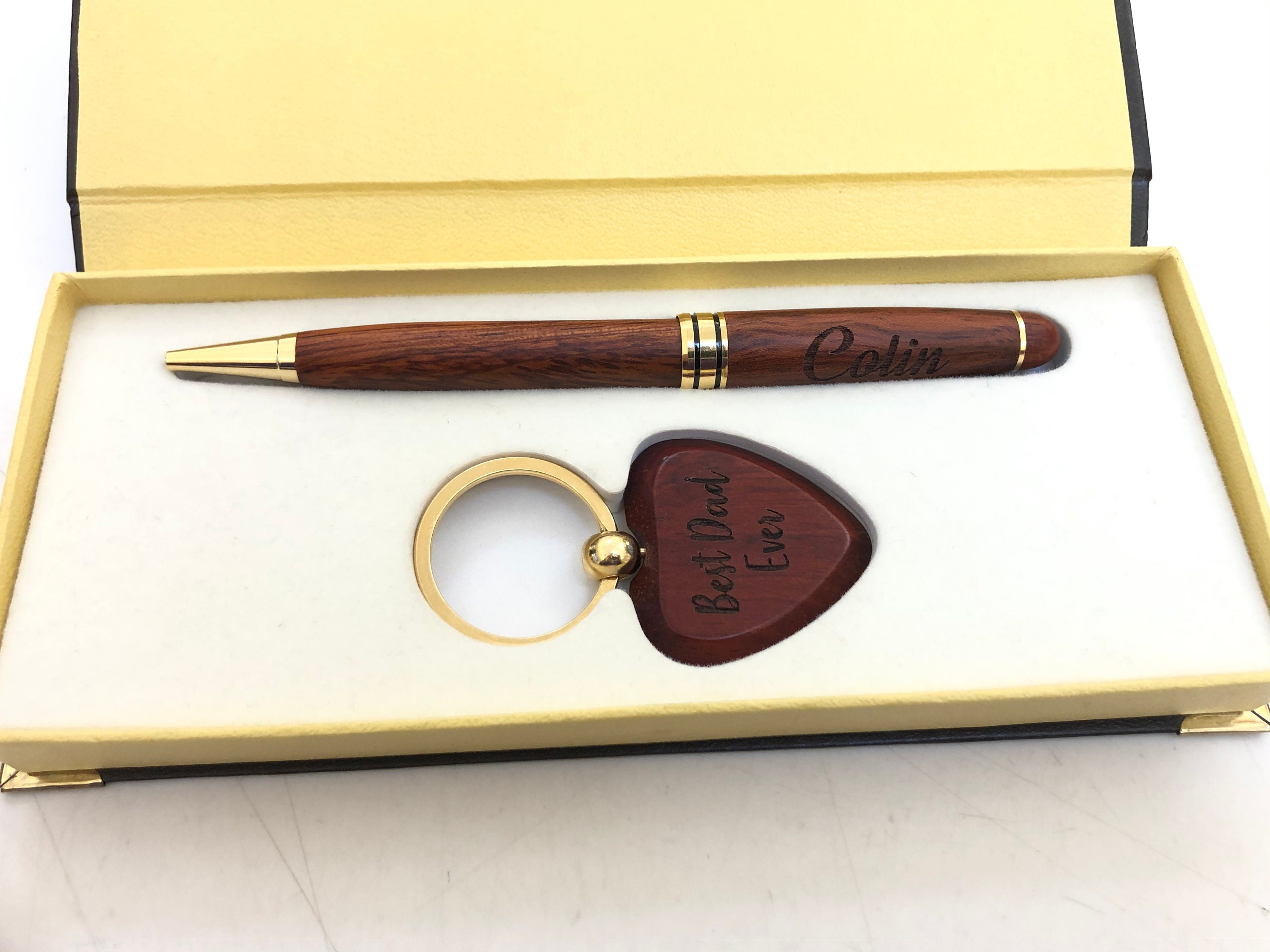 Rosewood Pen and Key Chain Personalized With Names or Dates | Etsy