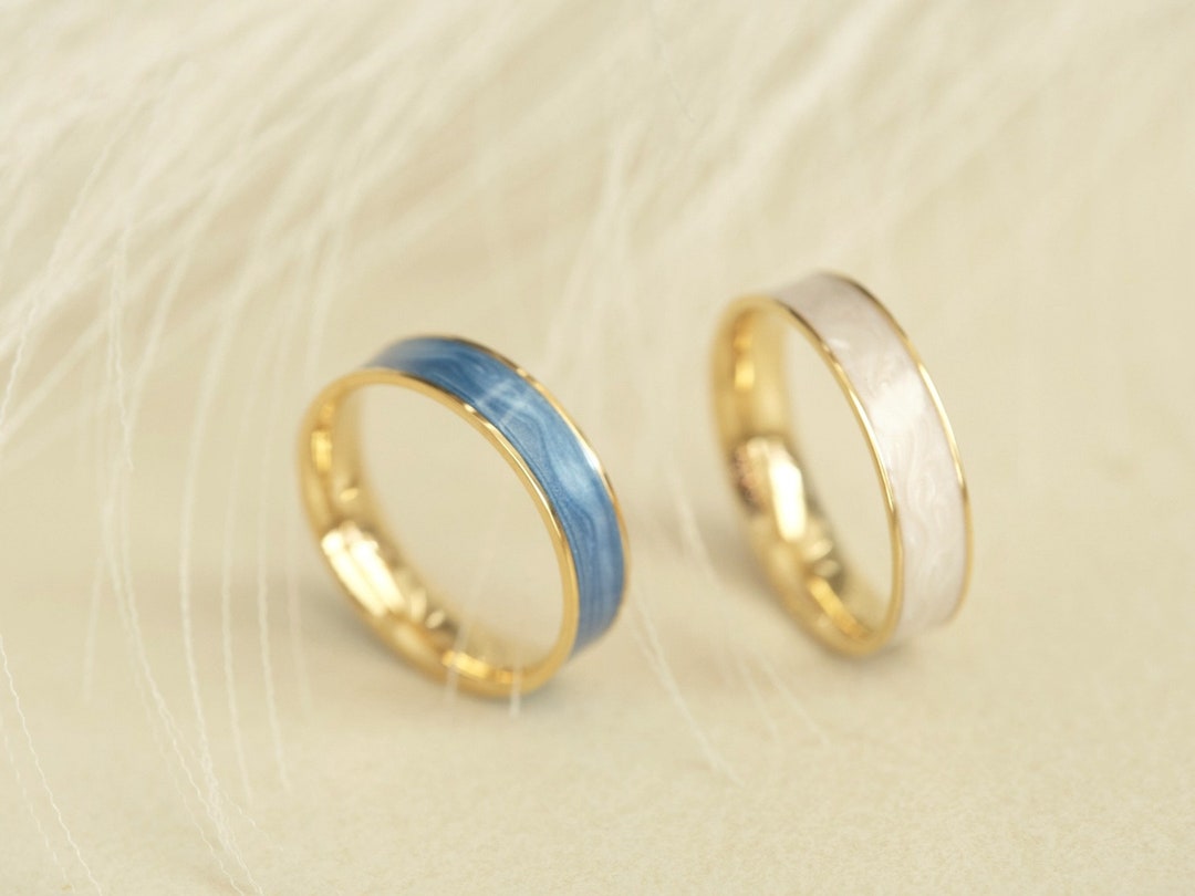 Gold Enamel Ring, Color Dye Ring, Gold Ring, Tarnish Free Ring, Dainty ...