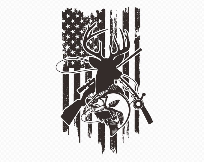 Hunting & Fishing Decals; Deer Flag Duck Country Fish - Etsy