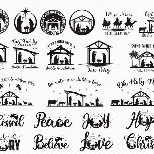 Christmas Nativity Silhouette Clip Art for Commercial Use - Etsy