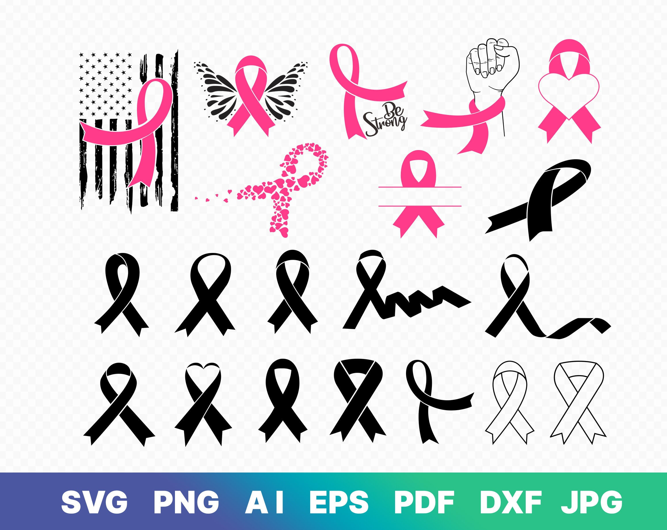 Awareness Ribbon Svg Awareness Ribbon Clipart Breast Cancer - Etsy