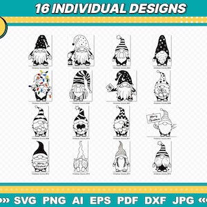 Christmas Gnome Bundle Svg,png,pdf Christmas Doodle, Gnomes Merry ...