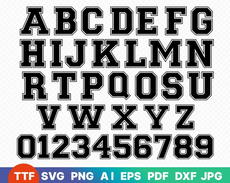 Varsity Font SVG TTF Sports Font Varsity Alphabet School - Etsy